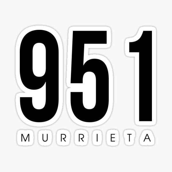 "Murrieta, CA - 951 Area Code design" Sticker for Sale by CartoCreative ...