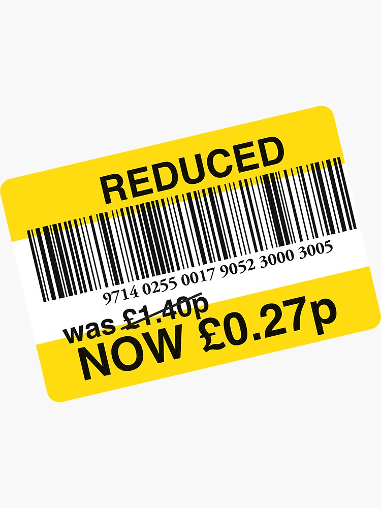 "Tesco Reduced Yellow Sticker - Grab a bargain" Sticker for Sale by ...