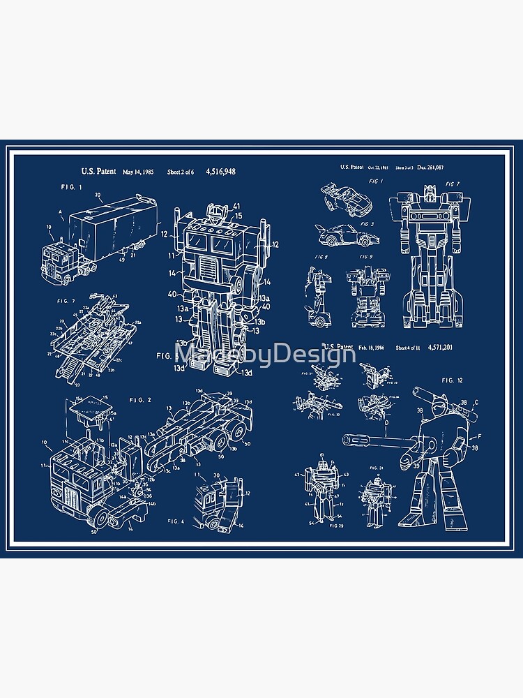"Transformers Original Patent Prints Including Optimus Prime ...