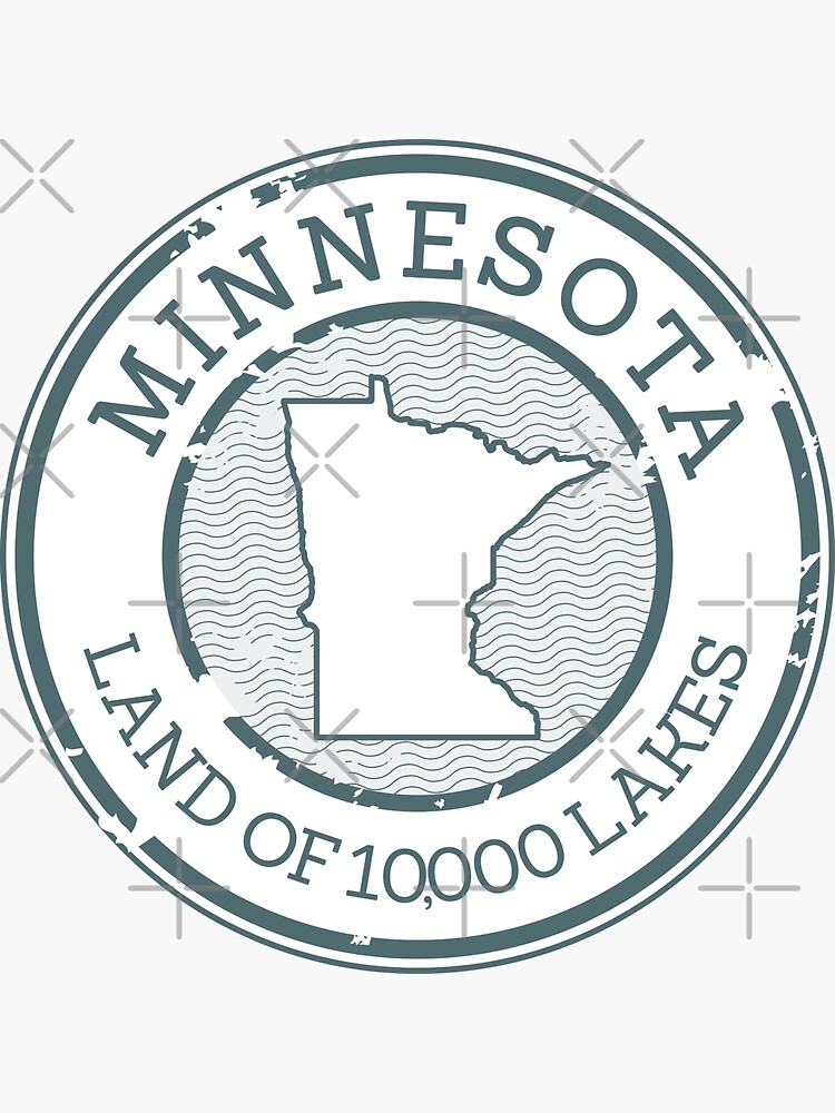 "Minnesota - Land of 10,000 Lakes (Stamp)" Sticker for Sale by stampusa ...
