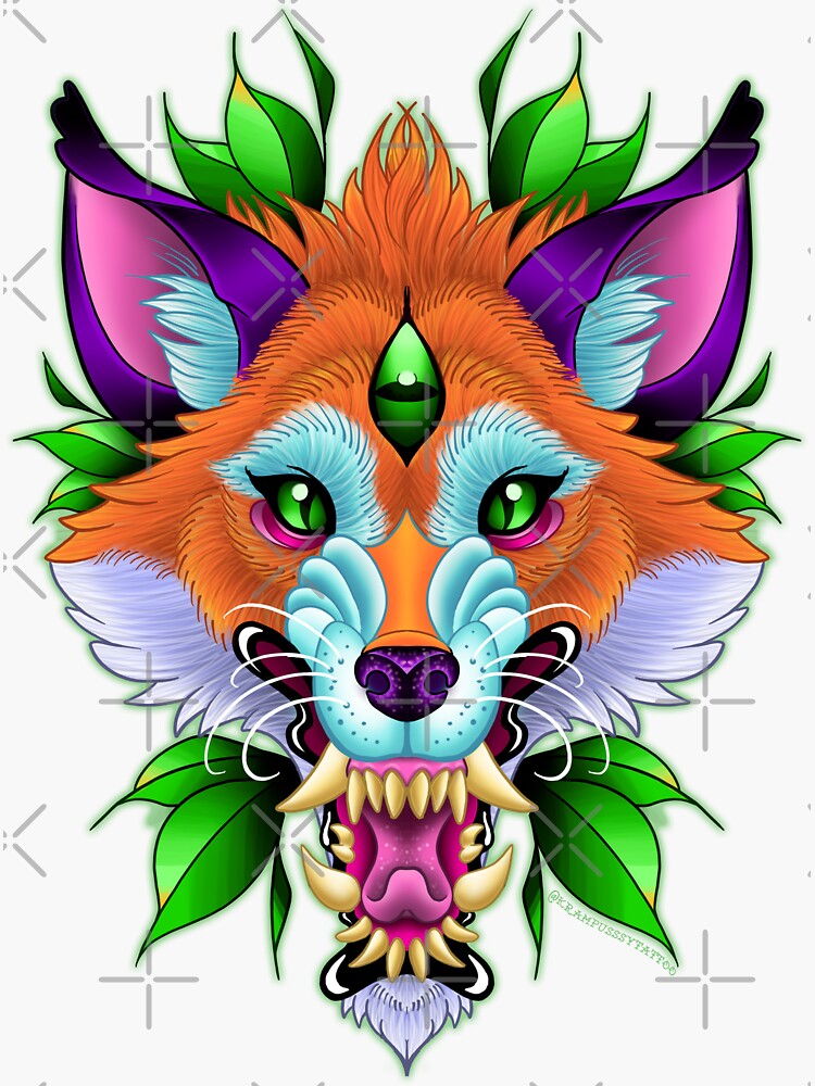 "Fox Face" Sticker by Krampussy | Redbubble