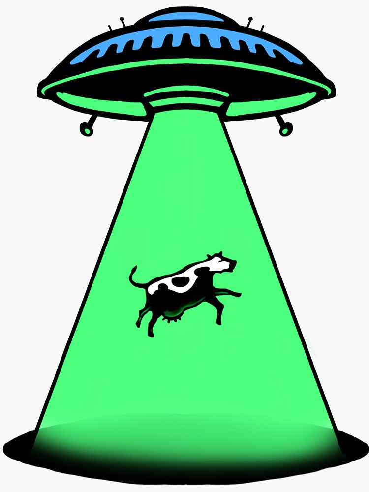 "Spaceship Alien Cow Abduction" Sticker for Sale by DOODL | Redbubble