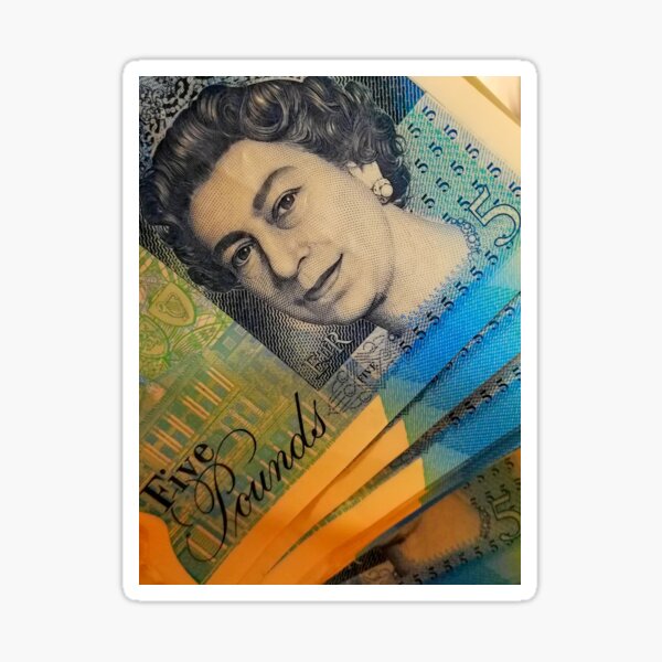 "FIVE POUNDS" Sticker for Sale by planetterra | Redbubble