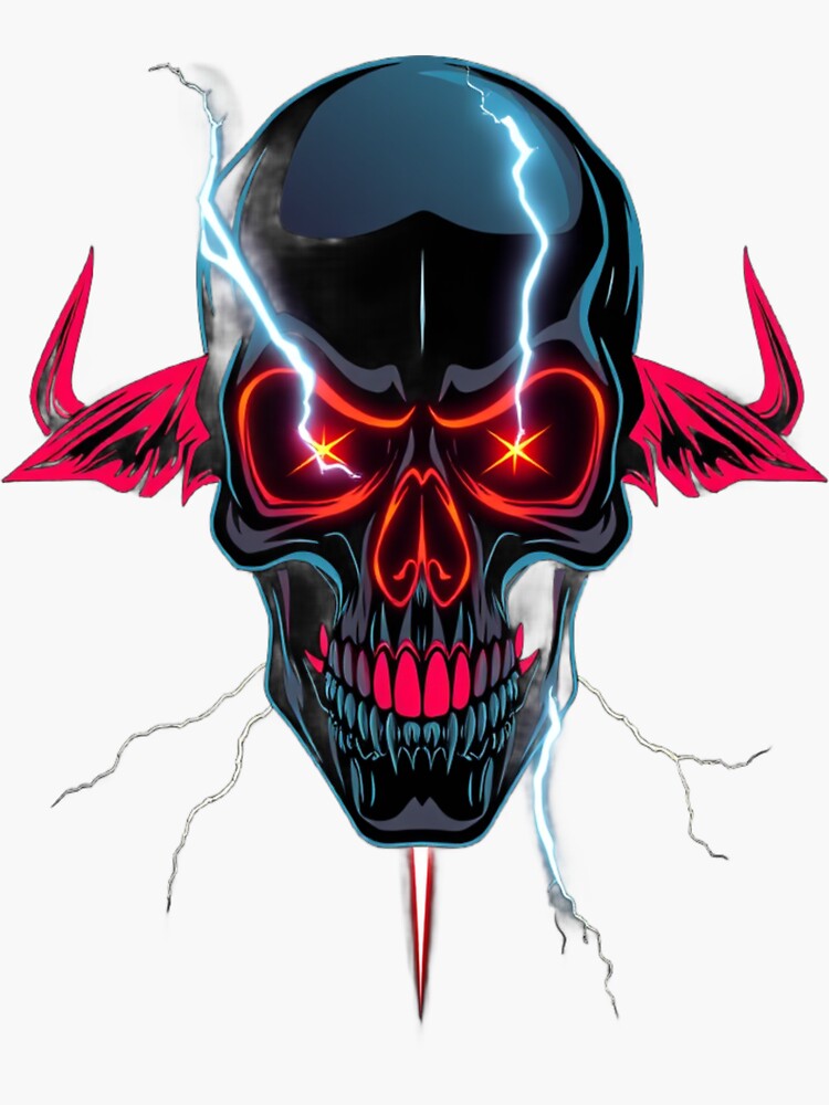 "Skull with Lightning Bolt" Sticker for Sale by StickerLicker01 | Redbubble