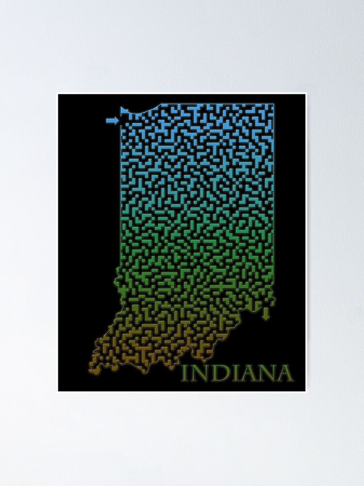 "Indiana State Outline Maze & Labyrinth" Poster by gorff | Redbubble