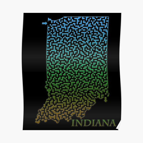 "Indiana State Outline Maze & Labyrinth" Poster by gorff | Redbubble