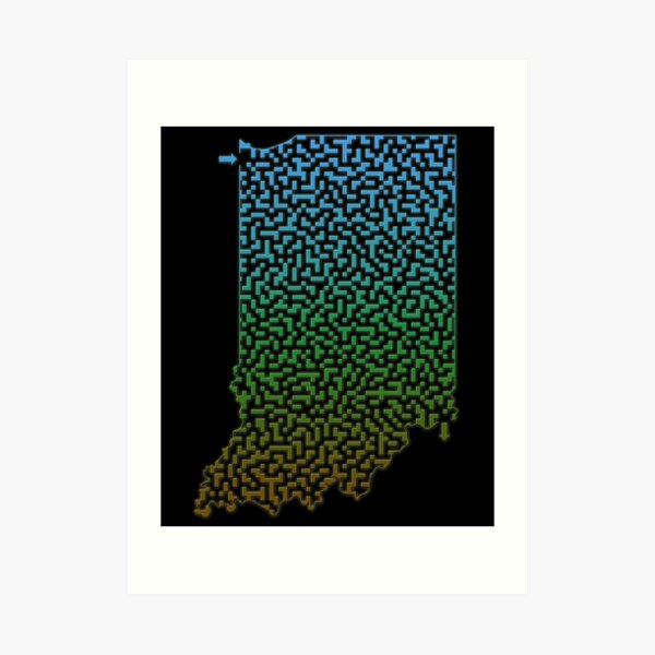 "Indiana State Outline Maze & Labyrinth" Art Print for Sale by gorff ...