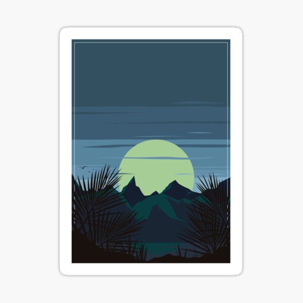 "Midnight Moon - Art Deco" Sticker by towerfit | Redbubble