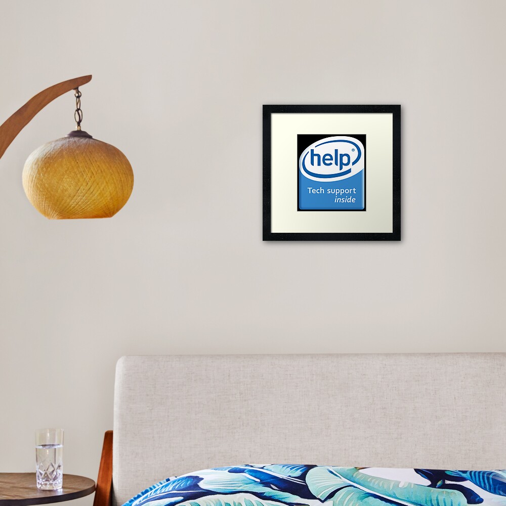 "Funny Intel Parody Logo Computer Tech Support" Framed Art Print for ...