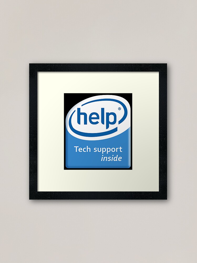"Funny Intel Parody Logo Computer Tech Support" Framed Art Print for ...