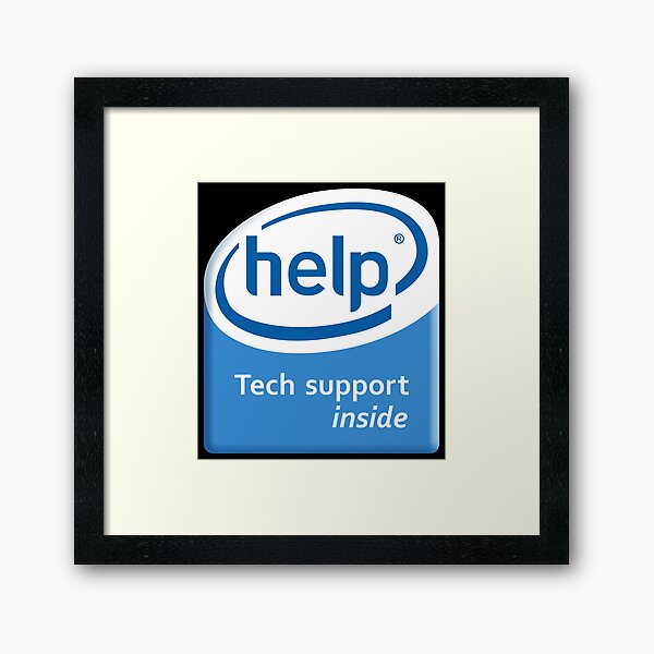 "Funny Intel Parody Logo Computer Tech Support" Framed Art Print for ...