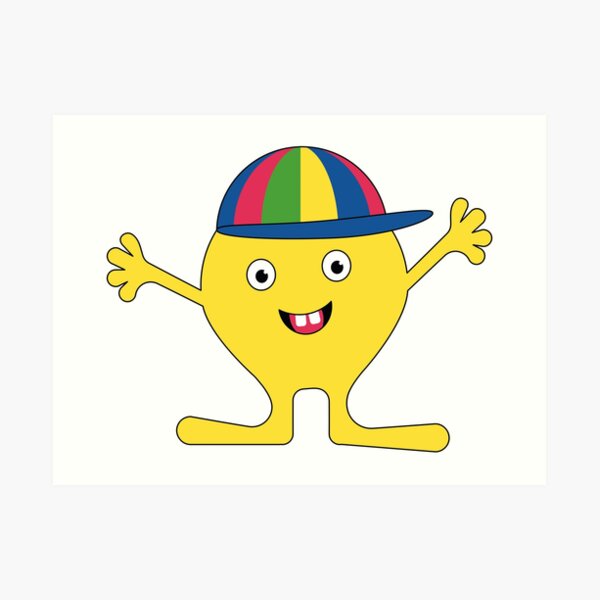 "Happy cheering smiley character with cap" Art Print by MarlowLoom ...