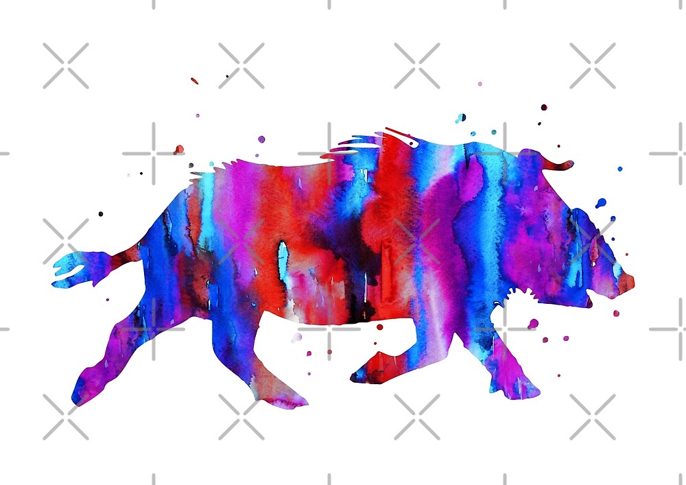 "Wild Boar, watercolor wild Boar" by Rosaliartbook | Redbubble