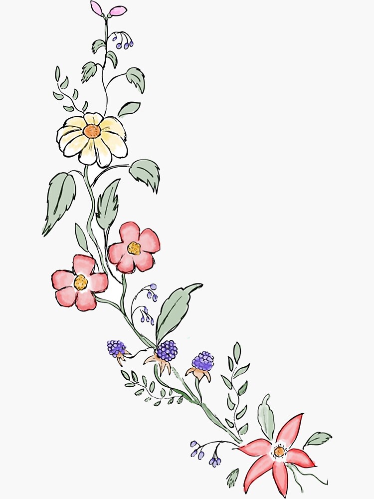 "pretty pink floral vine" Sticker for Sale by islandinthesun | Redbubble