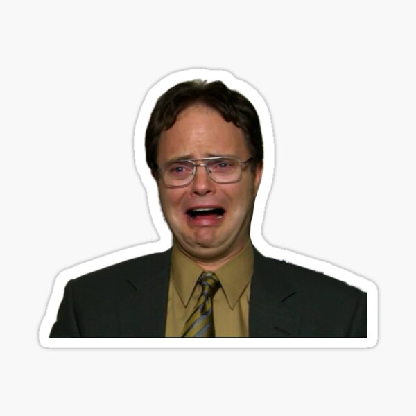 "the office dwight crying" Sticker for Sale by ejpearllim | Redbubble