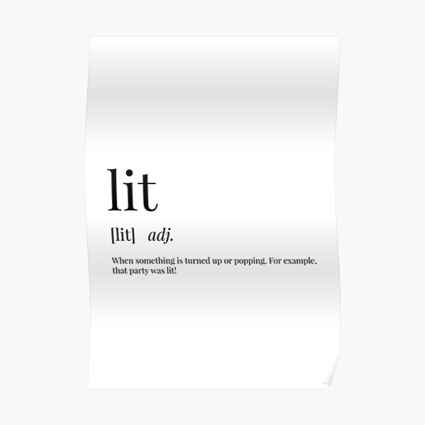 "Lit Definition" Poster for Sale by definingprints | Redbubble