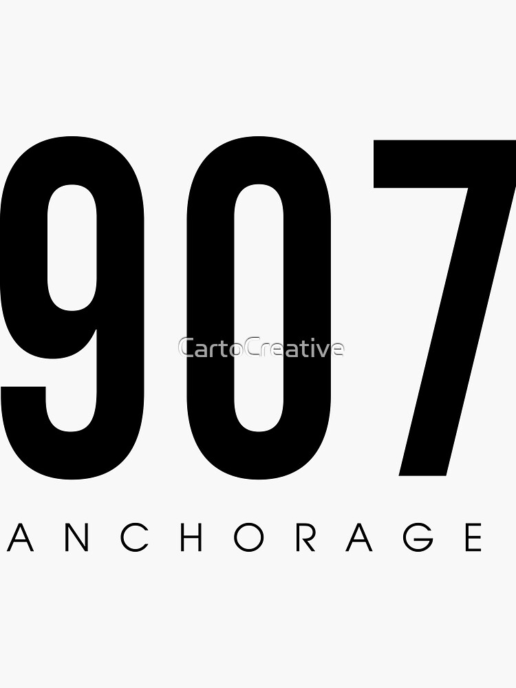 "Anchorage, AK - 907 Area Code design" Sticker for Sale by ...