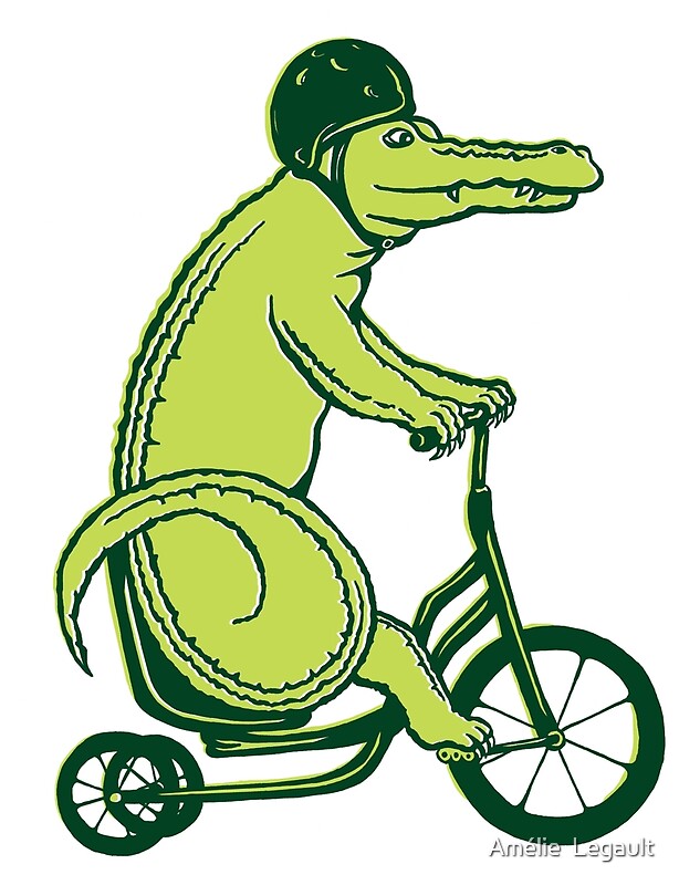 "Crocodile on bike " by Amélie Legault | Redbubble