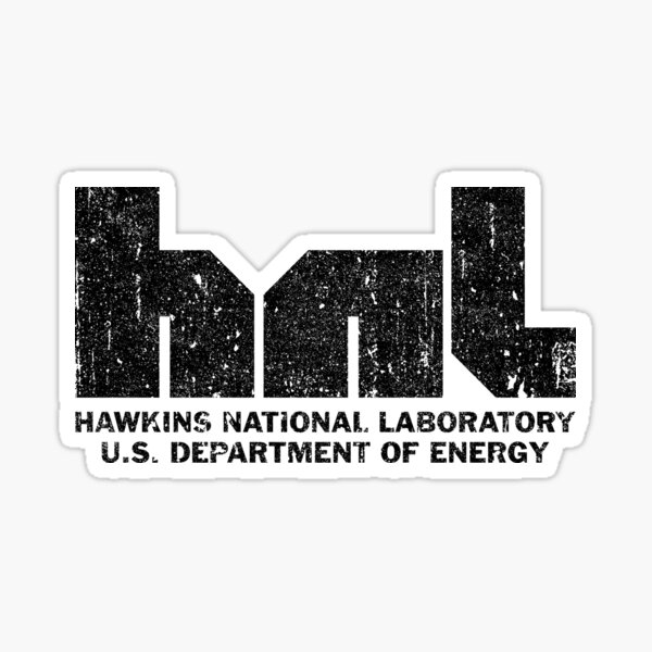 "Hawkins National Laboratory" Sticker for Sale by huckblade | Redbubble