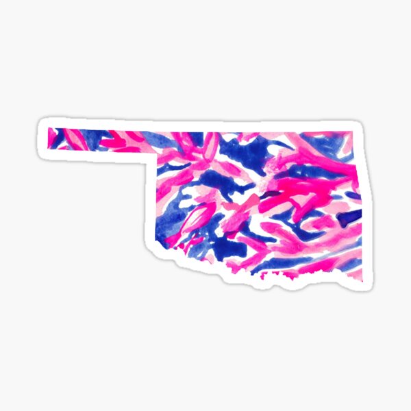 "Pink and Blue Floral Oklahoma" Sticker for Sale by Cool Guy | Redbubble