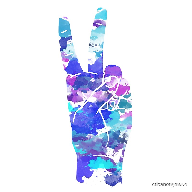 "Watercolor Splatter Peace Sign Hand" by crisanonymous | Redbubble