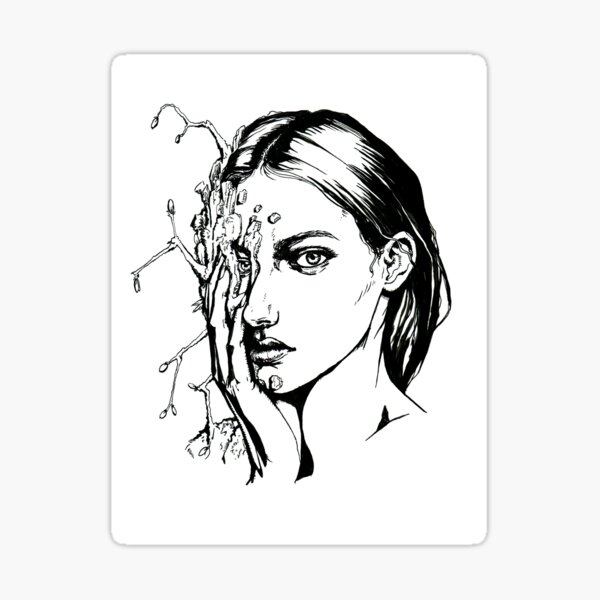 "Wooden Ink Drawing" Sticker for Sale by AJRart | Redbubble