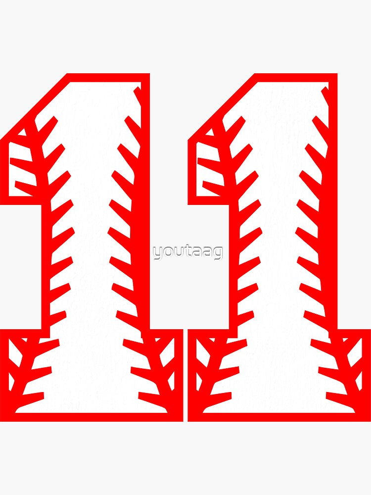 "Baseball Number 11" Sticker by youtaag | Redbubble
