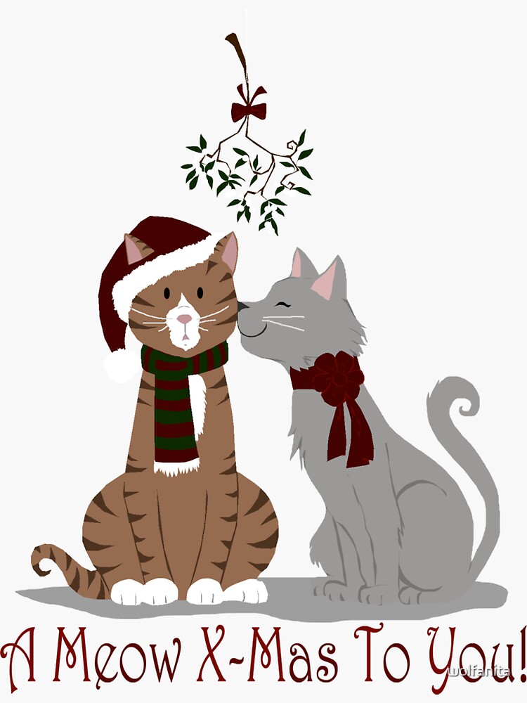 "Meow X-Mas " Sticker for Sale by wolfanita | Redbubble