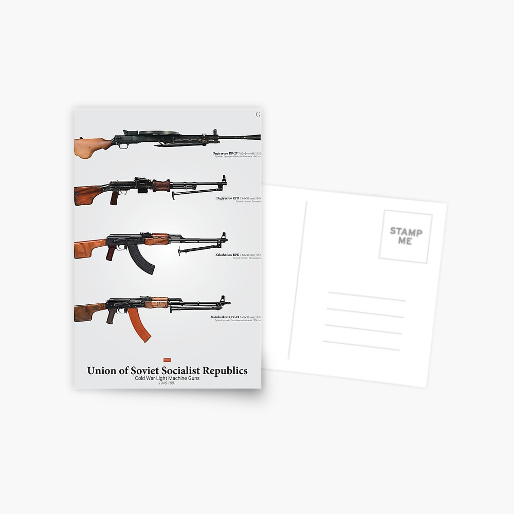 "Cold War Light Machine Guns of the Soviet Union" Postcard for Sale by ...