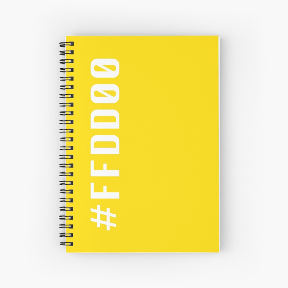 "Yellow Hex Code #FFDD00" Spiral Notebook for Sale by Grathicks | Redbubble