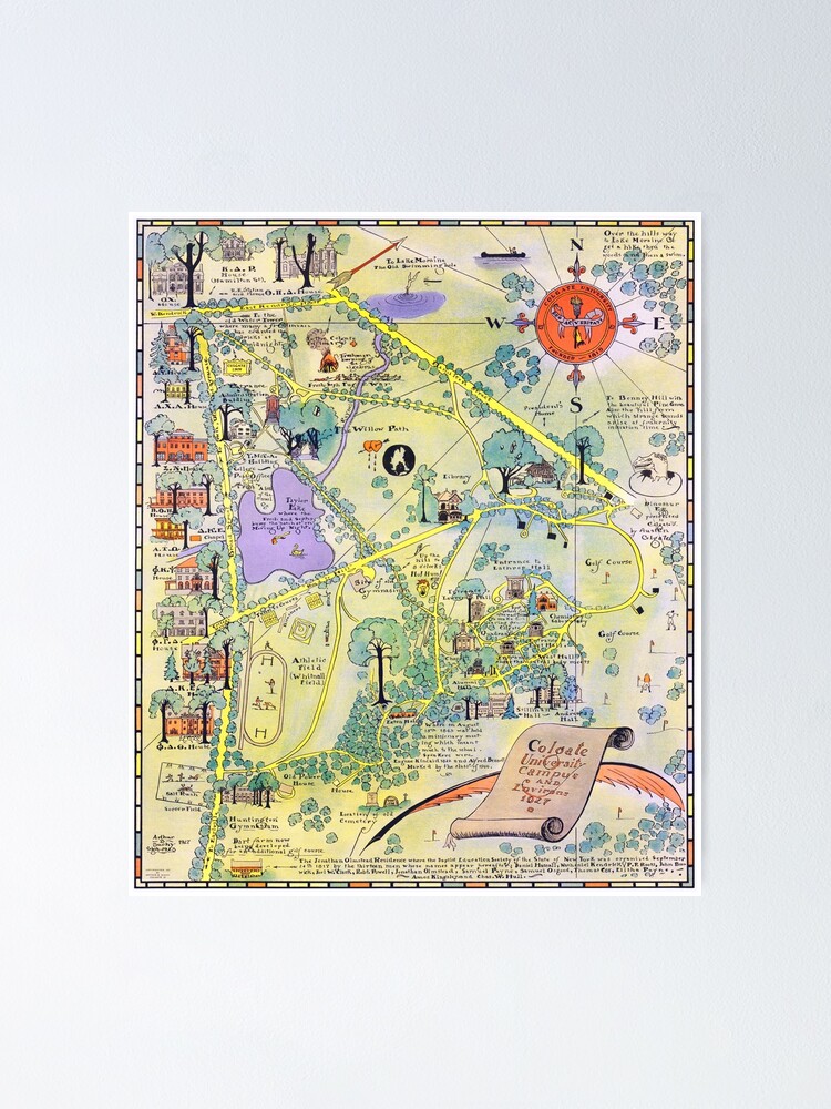 "COLGATE University map HAMILTON NY dorm decor" Poster for Sale by ...