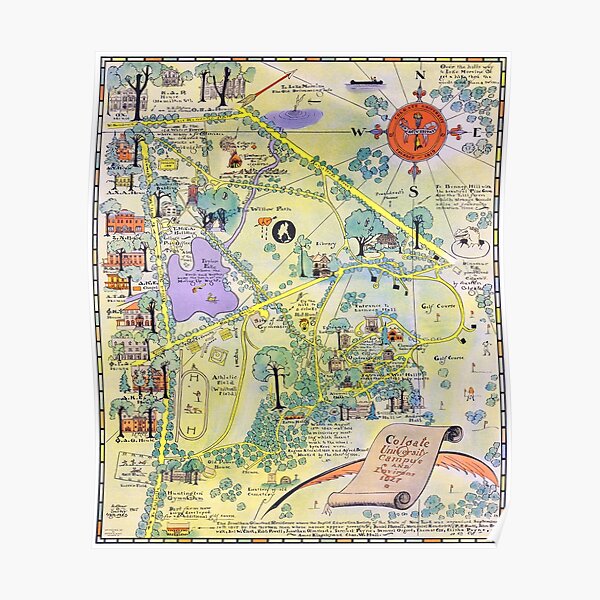 "COLGATE University map HAMILTON NY dorm decor" Poster for Sale by ...