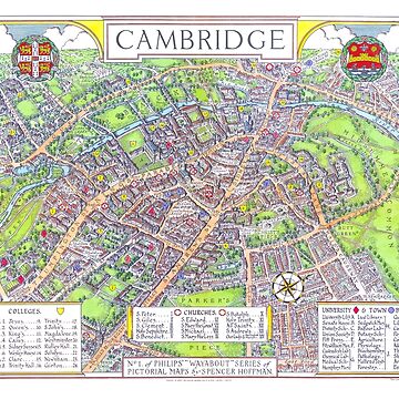 "CAMBRIDGE University map ENGLAND dorm decor graduate" Poster for Sale ...
