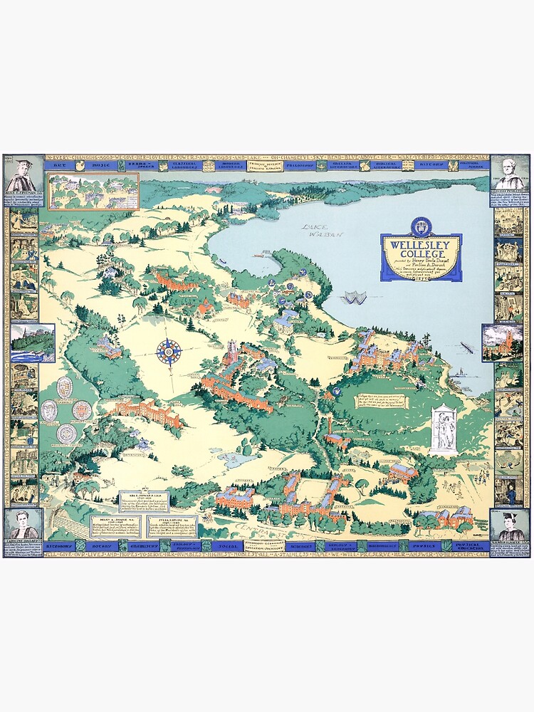 "WELLESLEY College map MASSACHUSETTS dorm decor graduate" Poster by ...