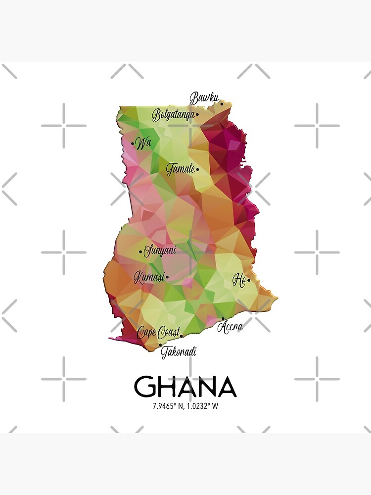 "Ghana Labelled Map" Art Print for Sale by lolomastudio | Redbubble