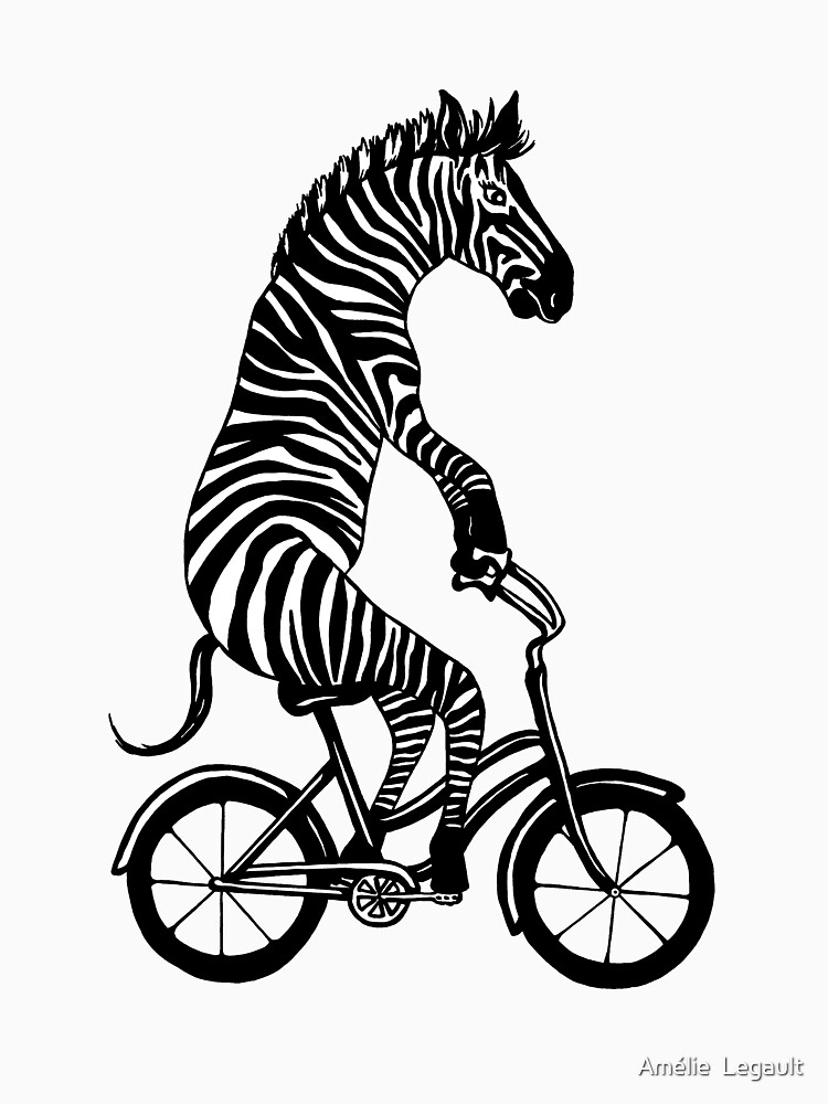"Zebra on bike " T-shirt for Sale by amelielegault | Redbubble | zebra t-shirts - zebra on bike ...