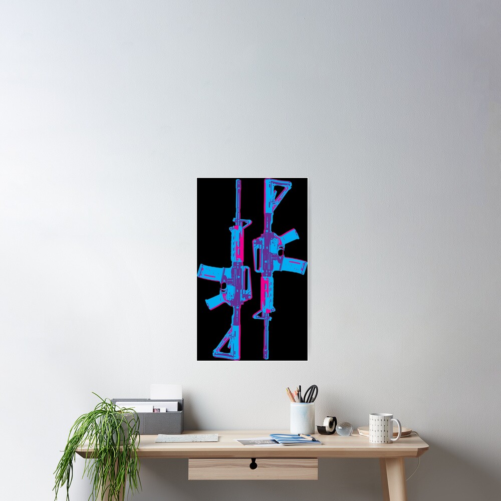 "Neon M4 Carbine (Rifle)" Poster by TurtleLip | Redbubble