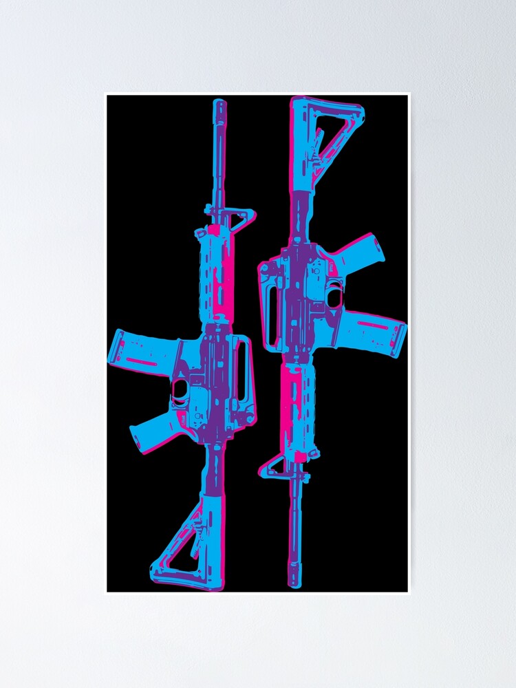"Neon M4 Carbine (Rifle)" Poster by TurtleLip | Redbubble