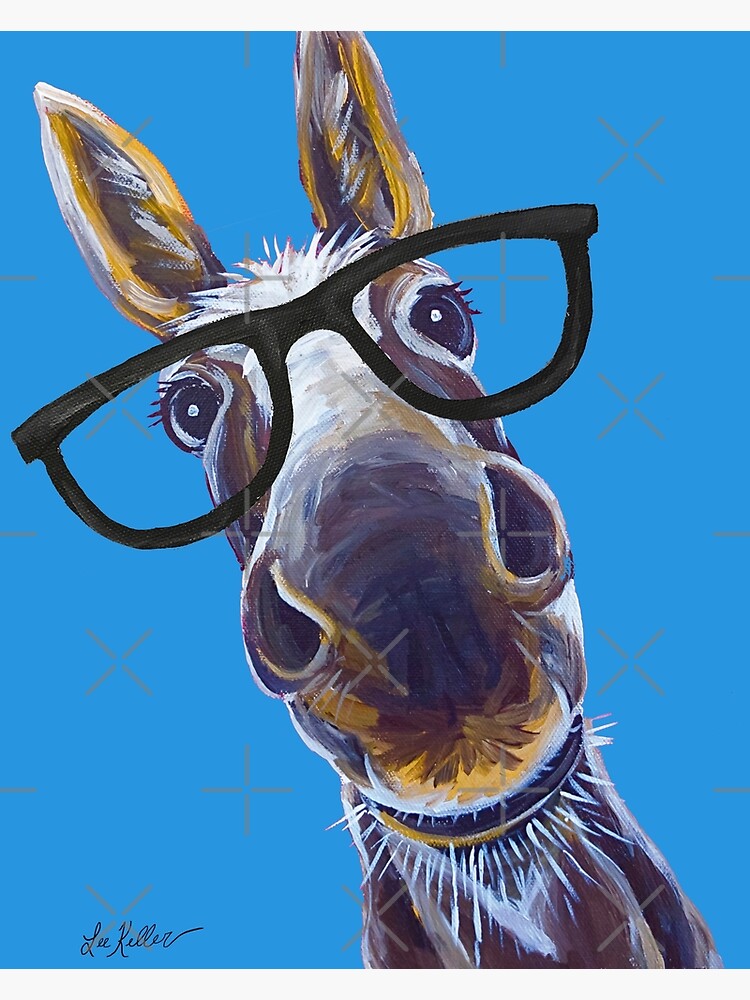 Funny Donkey art, Smart Donkey with glasses Premium Matte Vertical ...