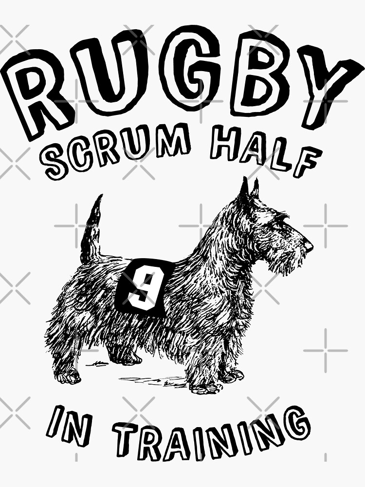 "Kids Rugby Scrum Half Terrier" Sticker by oberdoofus | Redbubble