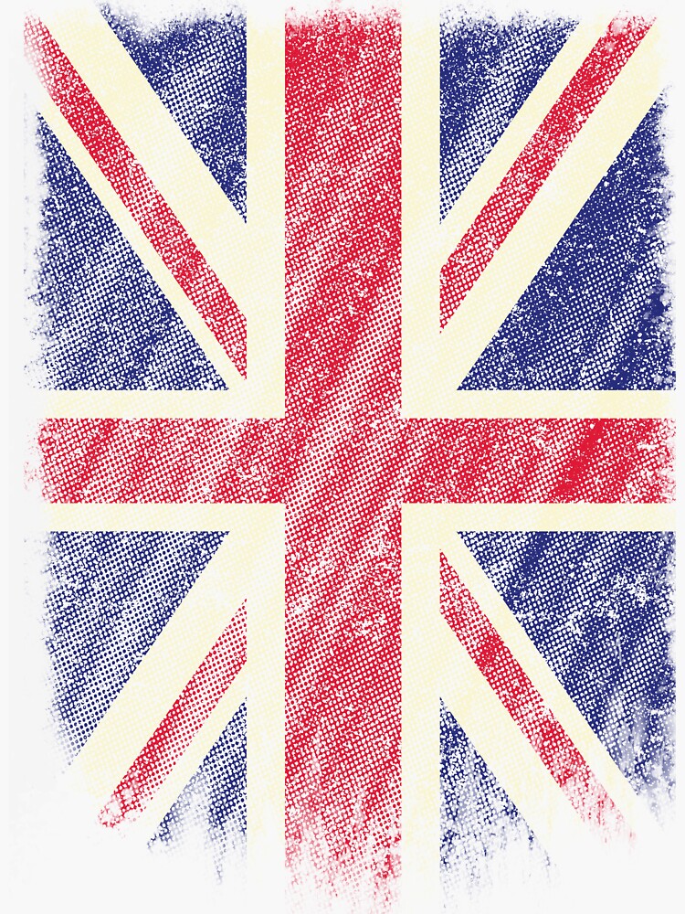 "British Flag Shirt England Flag T shirt Wavy Retro Design" Sticker for ...