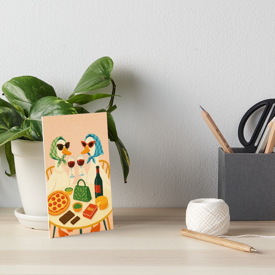 "Sassy Ducks Pizza & Wine Night | Quirky Kitchen Wall Art" Poster for ...