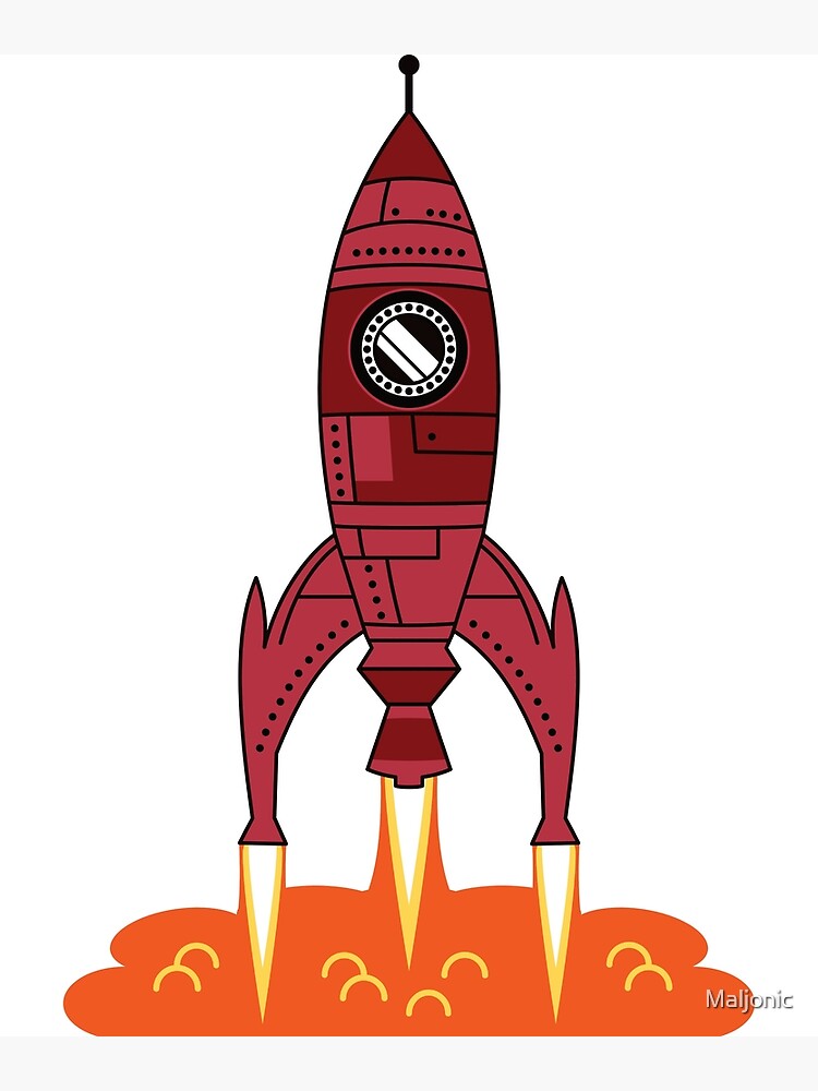 "Retro Rocket Space Ship Blast Off" Poster by Maljonic | Redbubble