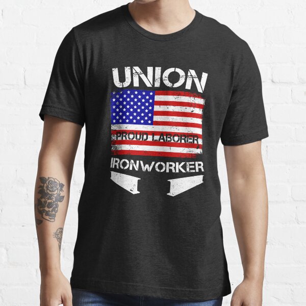 "Union Strong Proud Ironworker Work USA United States Pride Flag" T ...