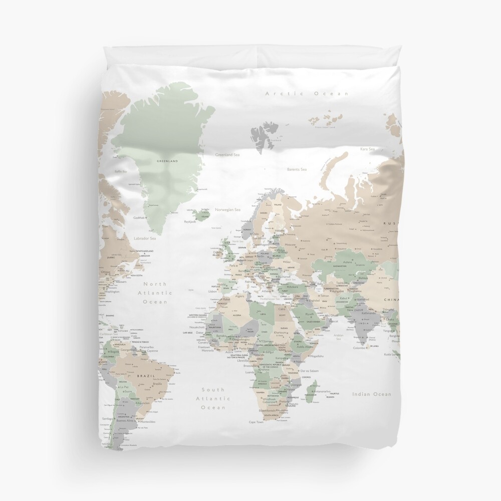 "Detailed world map with cities, "Anouk"" Poster for Sale by blursbyai ...