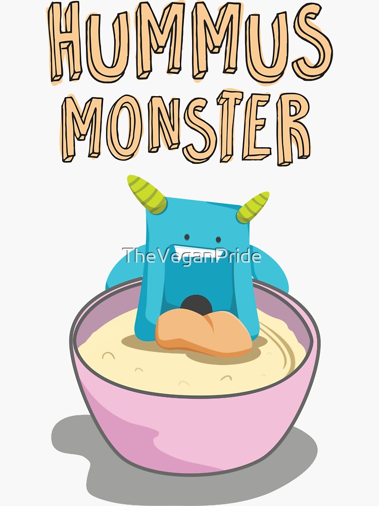 "Hummus Monster Cute Vegan Art" Sticker for Sale by TheVeganPride ...