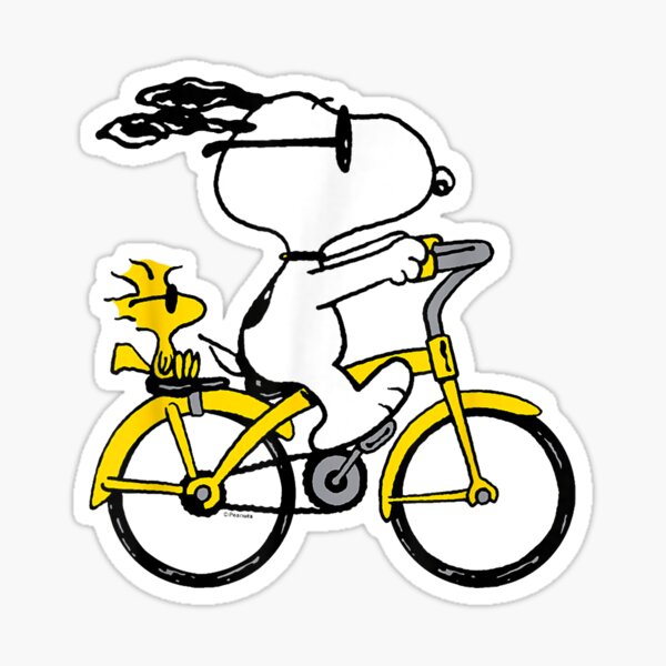 "Peanuts - Snoopy Woodstock Riding Bike" Sticker for Sale by ...