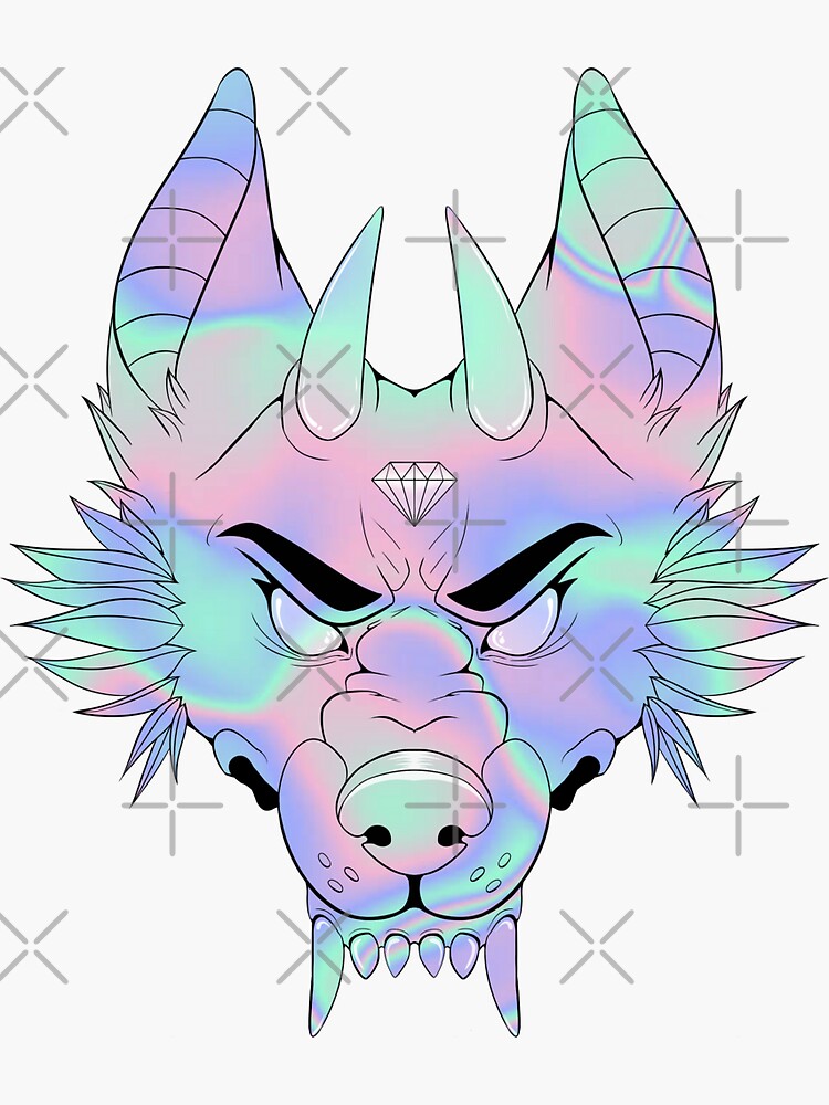 "Diamond Holographic Wolf" Sticker for Sale by vincesfur | Redbubble
