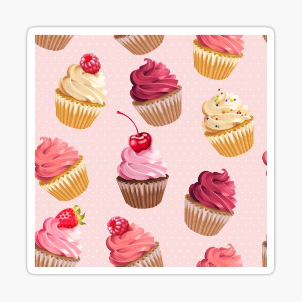 "Delicious Pink Retro Cupcakes" Sticker for Sale by newburyboutique ...