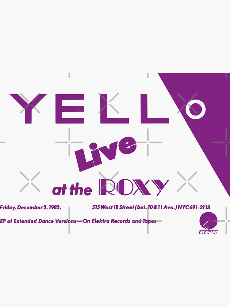 "YELLO - LIVE AT THE ROXY" Sticker for Sale by ThrowbackMotors | Redbubble